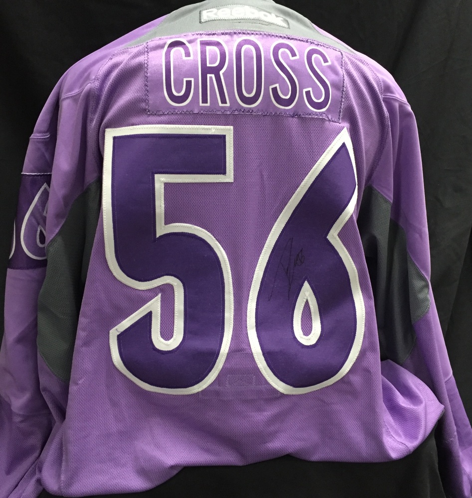 Tommy Cross's Warmup Worn Autographed Hockey Fights Cancer Jersey - NHL ...