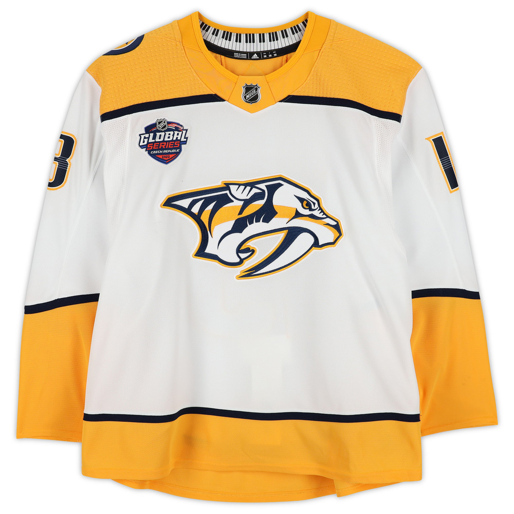 Yakov Trenin Nashville Predators Global Series Game-Used #13 White ...