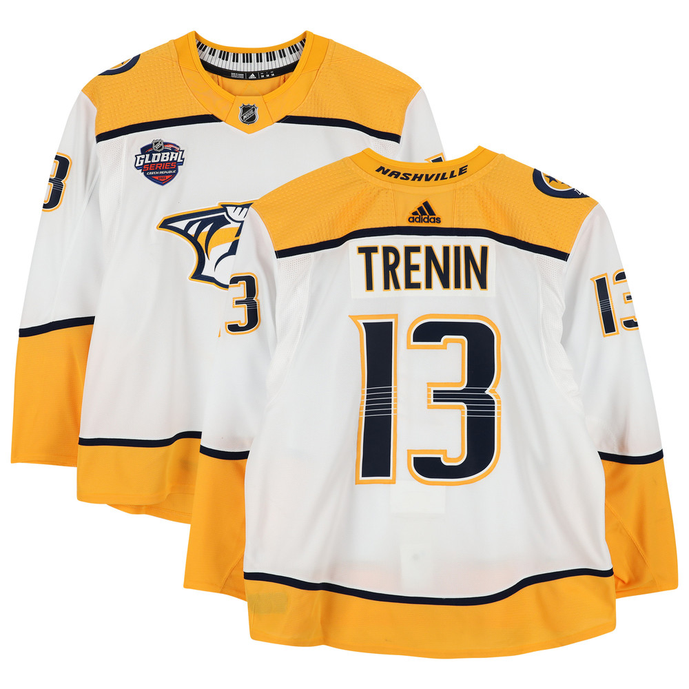 Yakov Trenin Nashville Predators Global Series Game-Used #13 White ...