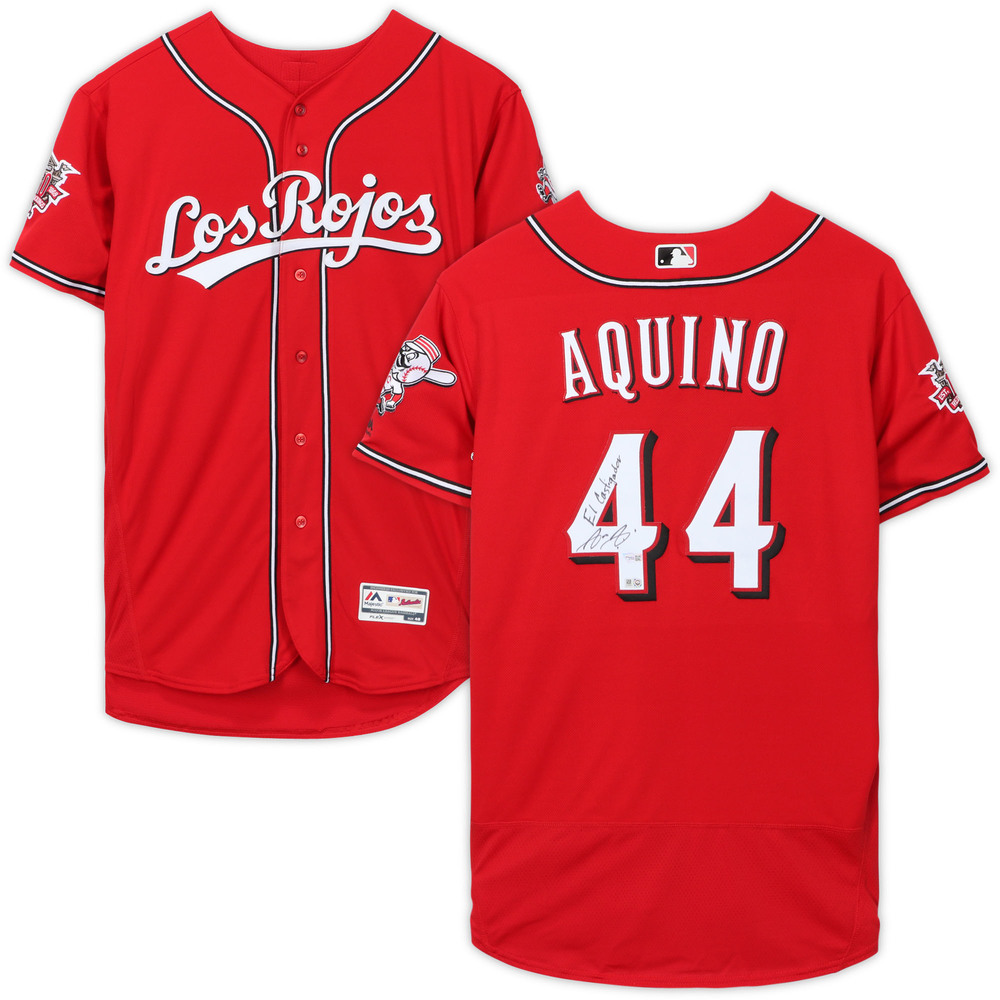 Aristides Aquino Cincinnati Reds Autographed & Inscribed Majestic Los ...