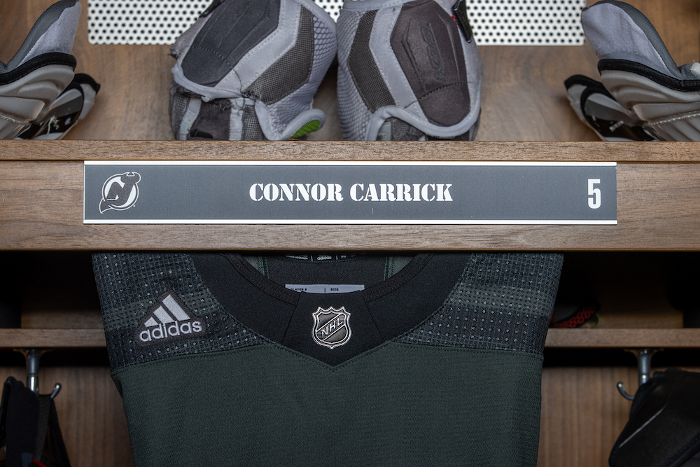 Connor Carrick Autographed 2020-21 Military Themed Locker Room ...