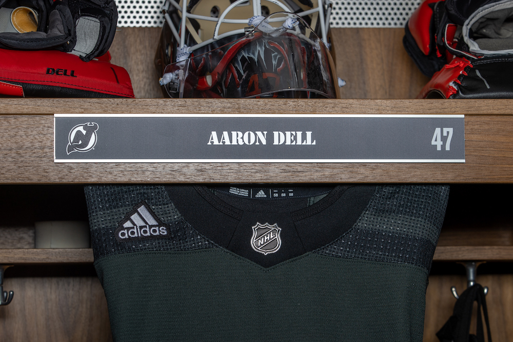Aaron Dell Autographed 2020-21 Military Themed Locker Room Nameplate ...