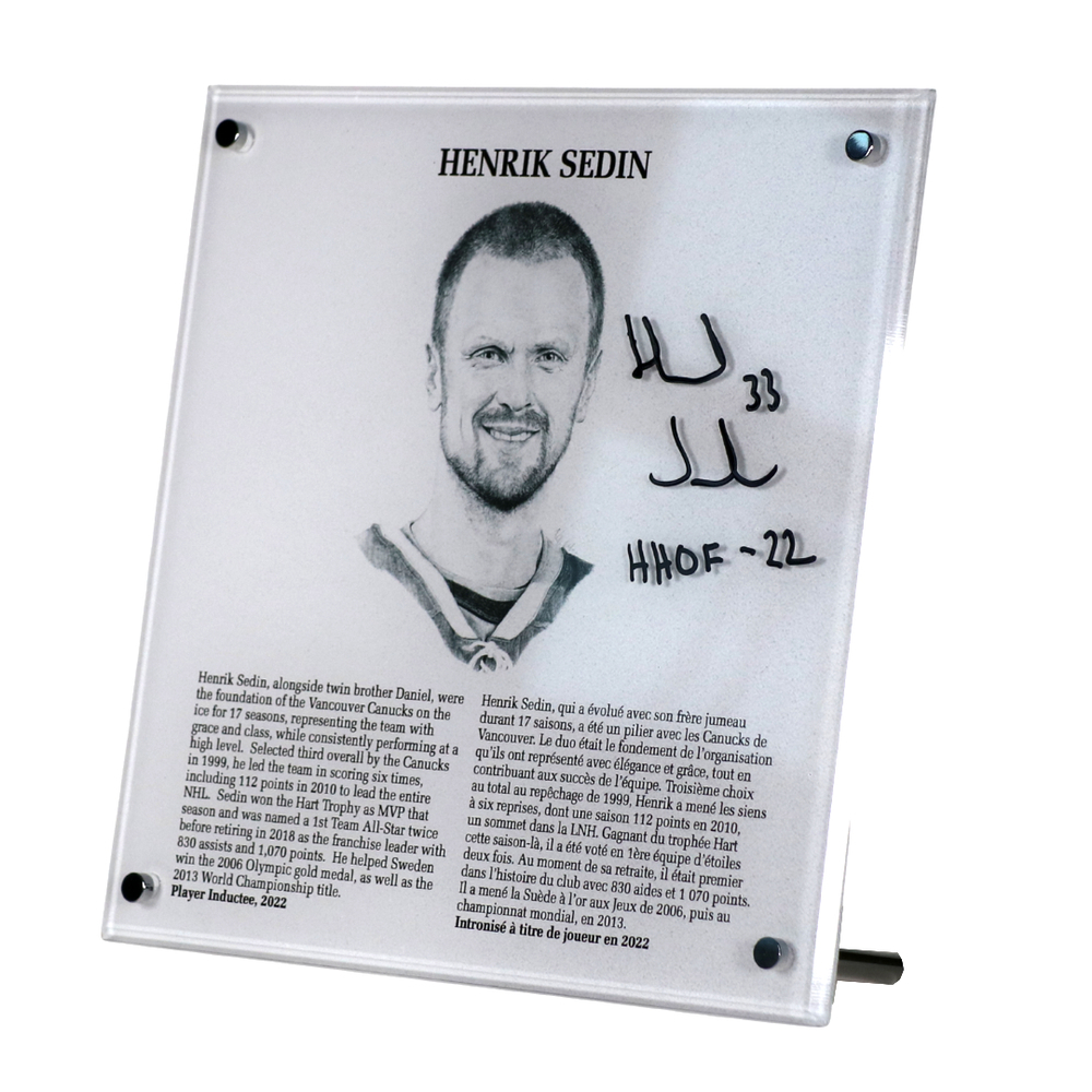 Henrik Sedin Autographed Legends Line Honoured Member Plaque - Limited ...
