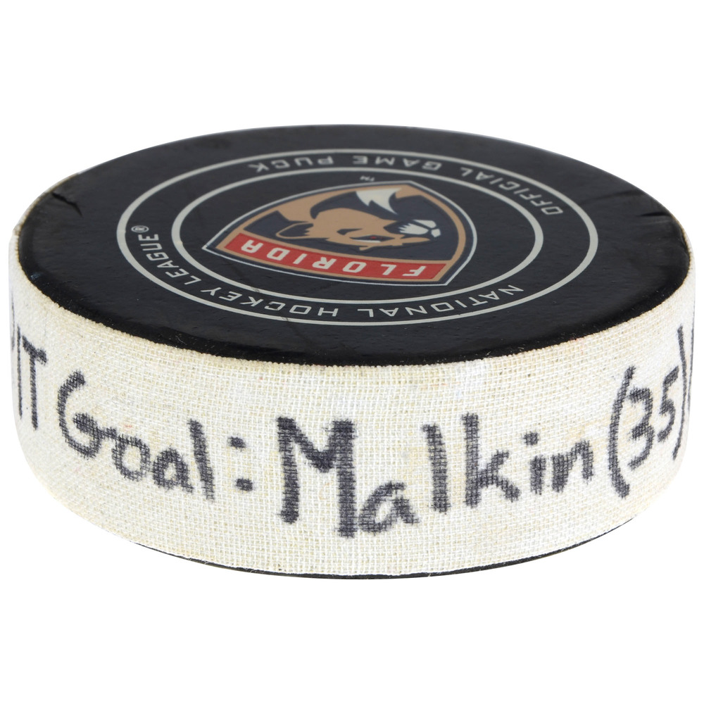 Evgeni Malkin Pittsburgh Penguins Game-Used Goal Puck From February 24 ...