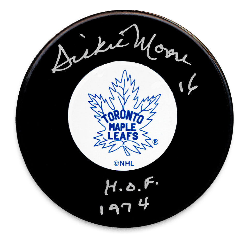 Dickie Moore Toronto Maple Leafs HOF Autographed Puck - NHL Auctions