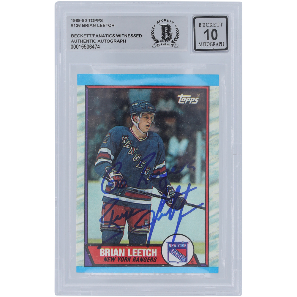 Brian Leetch New York Rangers Autographed 1989-90 Topps #136 Beckett Fanatics Witnessed ...