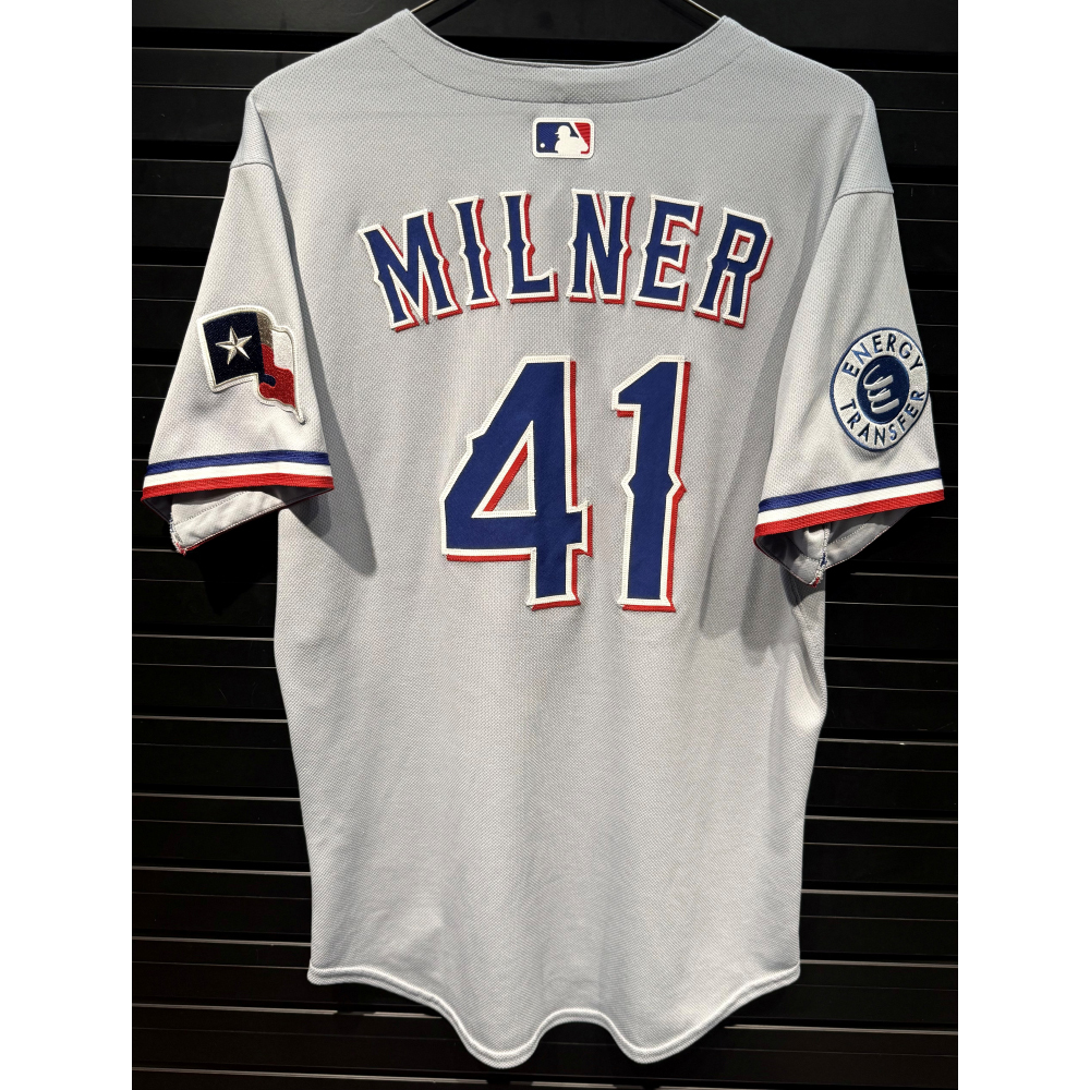 Hoby Milner #41 Texas Rangers Game-Used 2025 Road Jersey (MLB ...