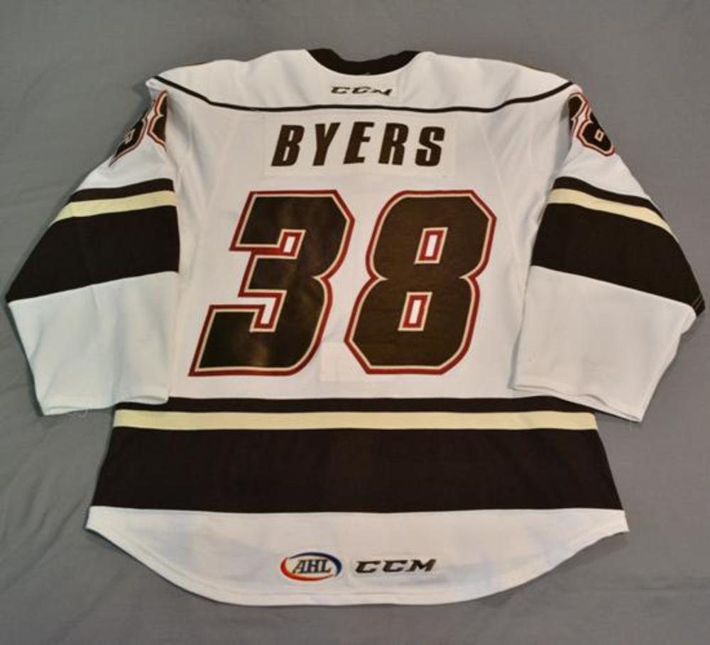 Dane Byers - Hershey Bears - 2014-15 Game-Worn Third Jersey w/C - NHL ...