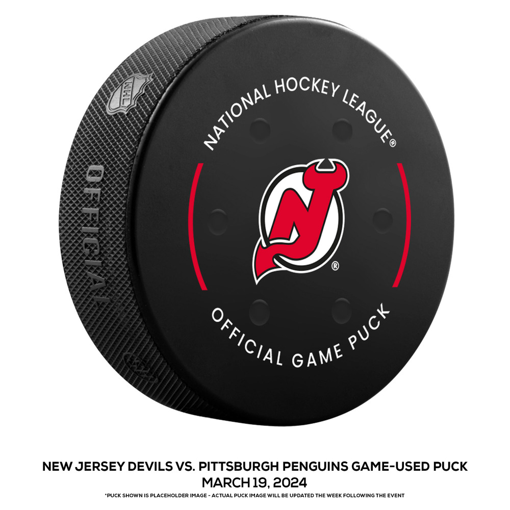New Jersey Devils Game-Used Puck vs. Pittsburgh Penguins on March 19 ...