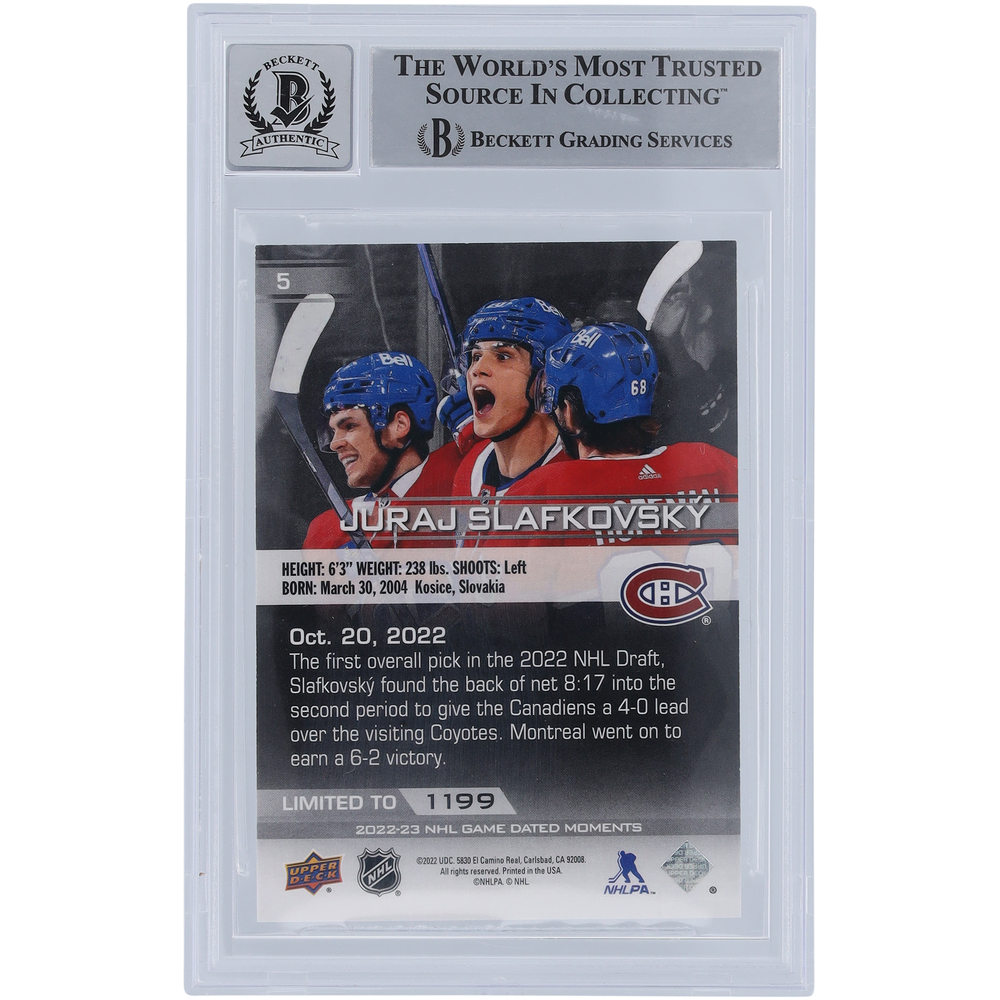 Juraj Slafkovsky Montreal Canadiens Autographed 2022-23 Upper Deck Game ...