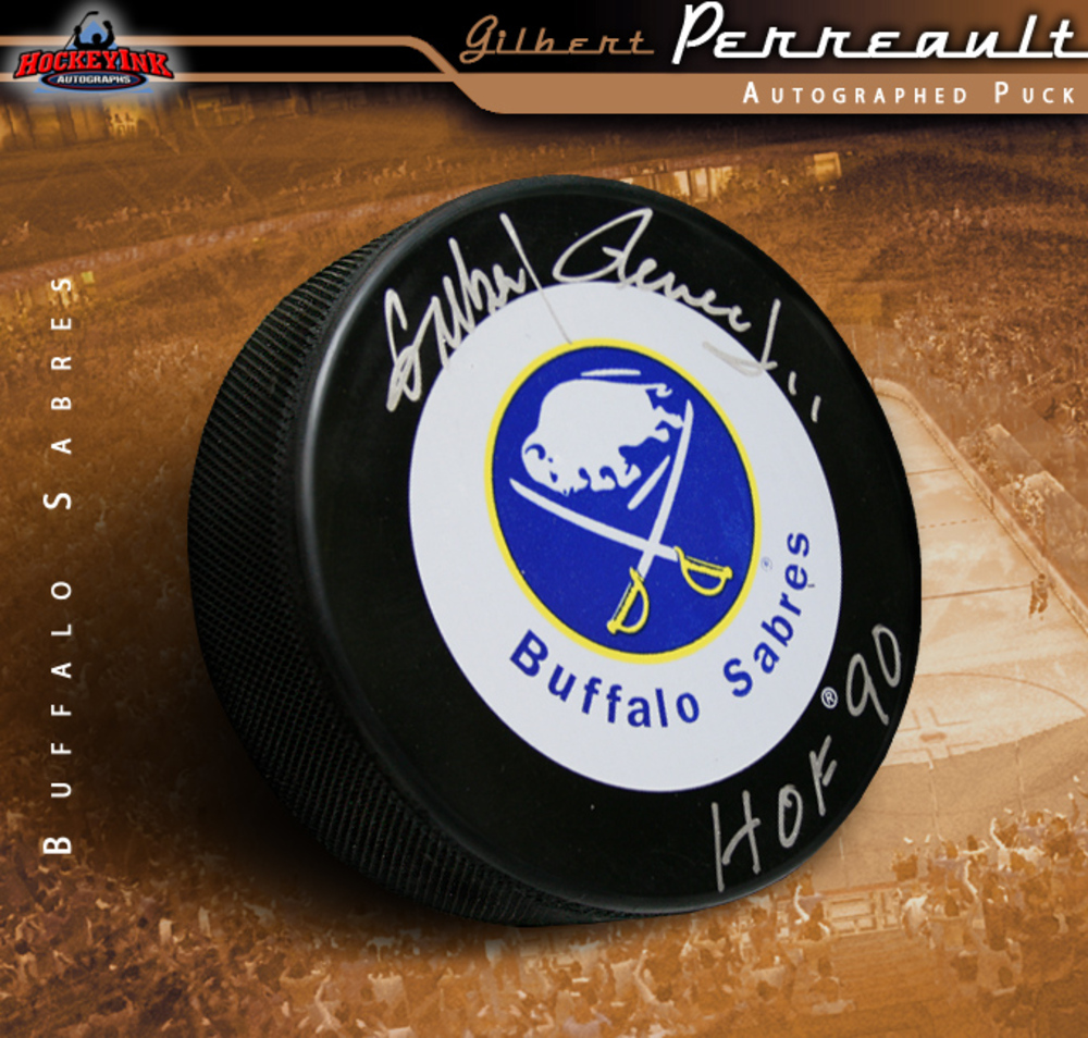 GILBERT PERREAULT Signed Buffalo Sabres Puck - NHL Auctions