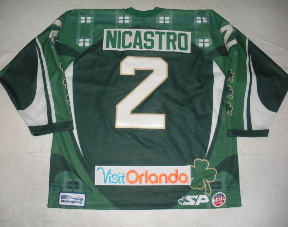 Max Nicastro - Orlando Solar Bears - St. Patrick's Day Game-Worn Jersey ...