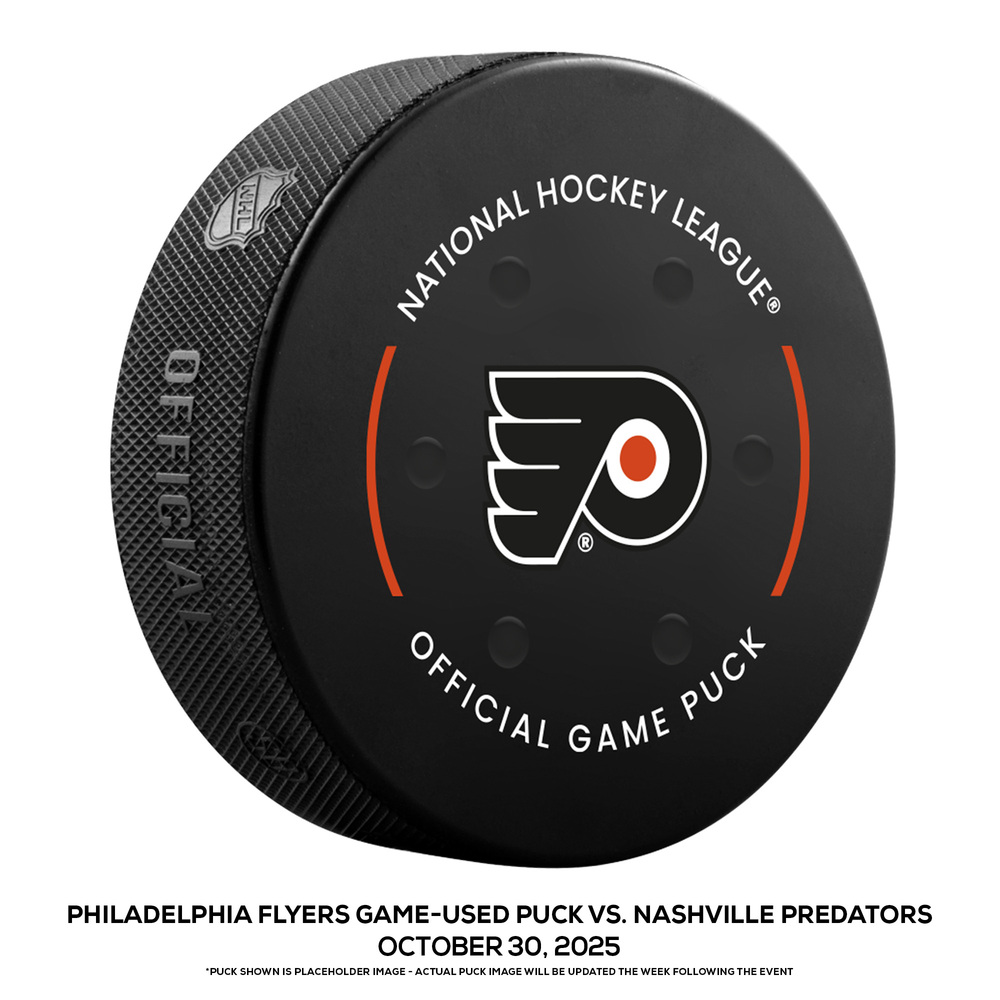 Philadelphia Flyers Game-Used Puck vs. Nashville Predators on October ...