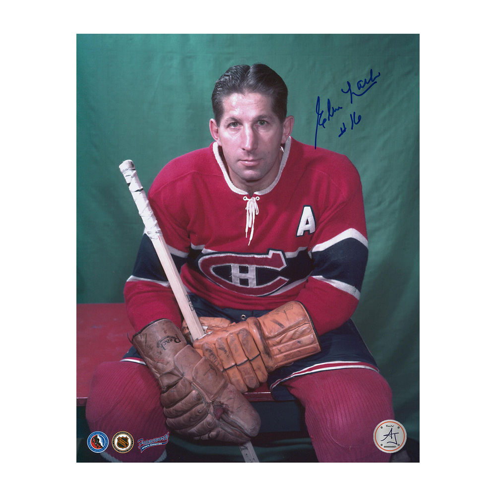 Elmer Lach Autographed Montreal Canadiens Color Pose 8x10 Photo - NHL ...