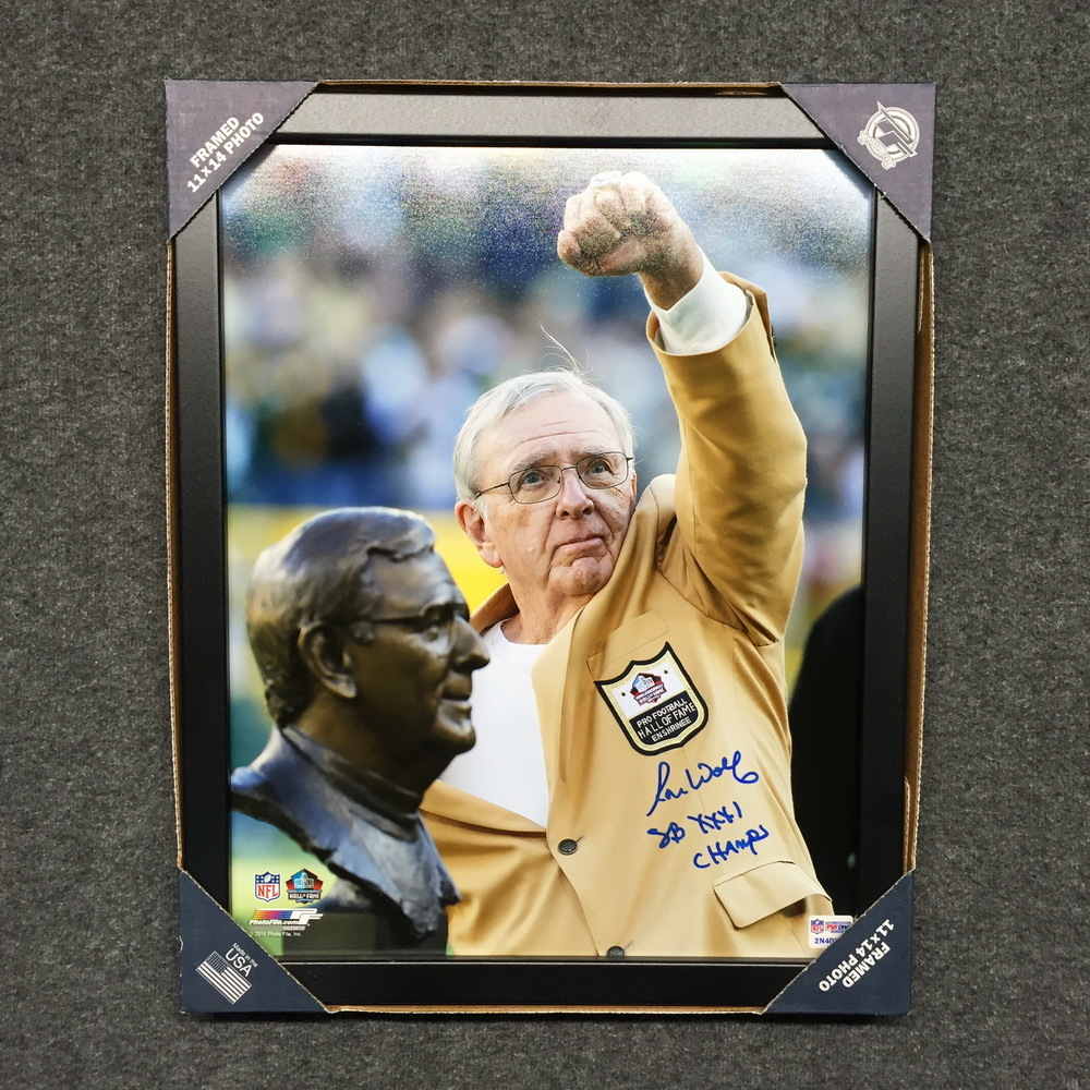 HOF - PACKERS RON WOLF SIGNED 11X14 FRAMED PICTURE W/ SB XXXI CHAMPS ...
