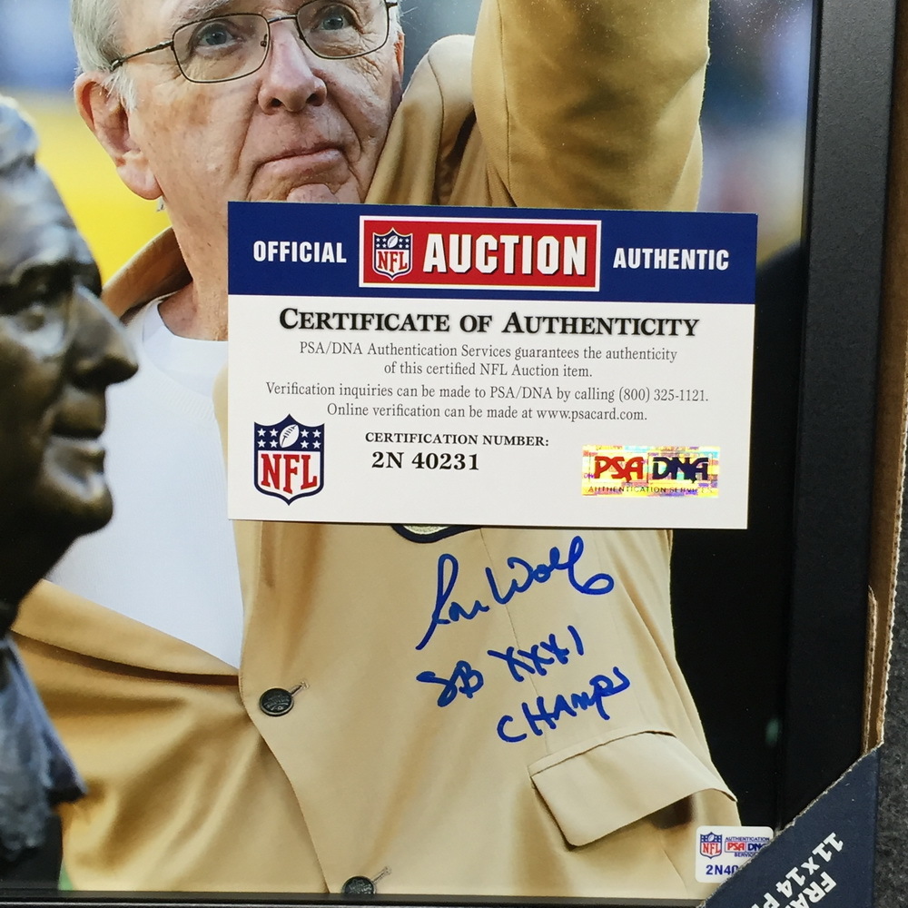 HOF - PACKERS RON WOLF SIGNED 11X14 FRAMED PICTURE W/ SB XXXI CHAMPS ...