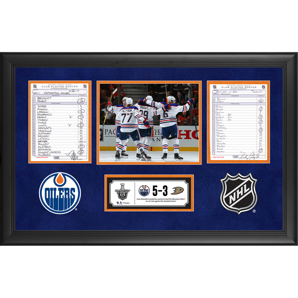 Edmonton Oilers Framed Game-Used Playoffs Game 1 Line-Up Cards, April ...