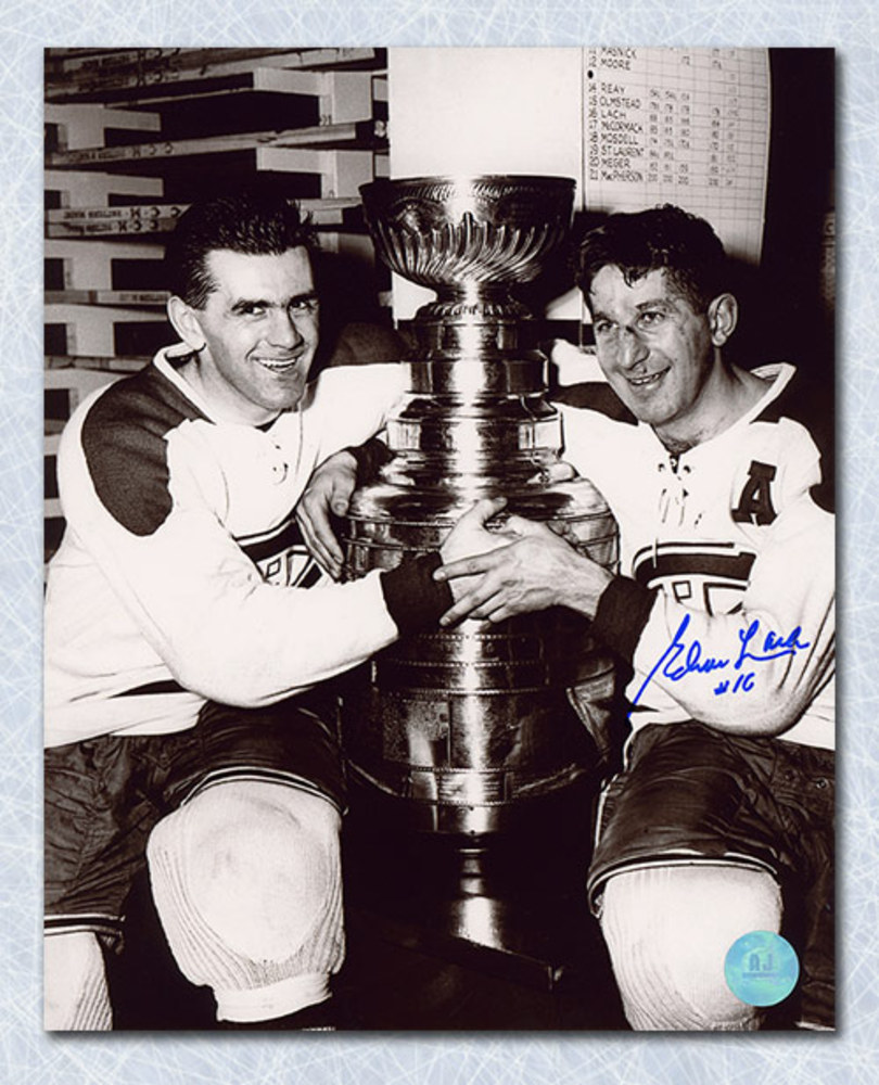 Elmer Lach Montreal Canadiens Autographed Stanley Cup W/ Richard 8x10 ...