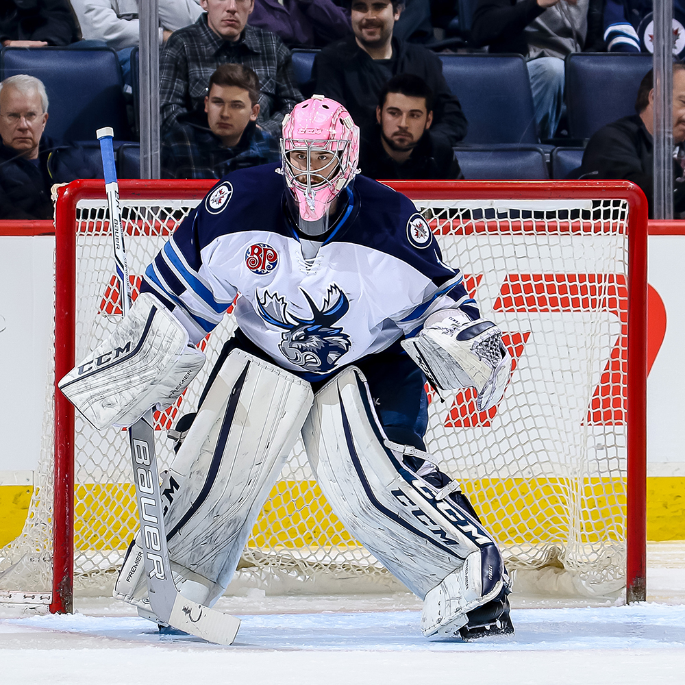 Manitoba Moose Eric Comrie Game Worn Autographed Hockey Fights Cancer ...
