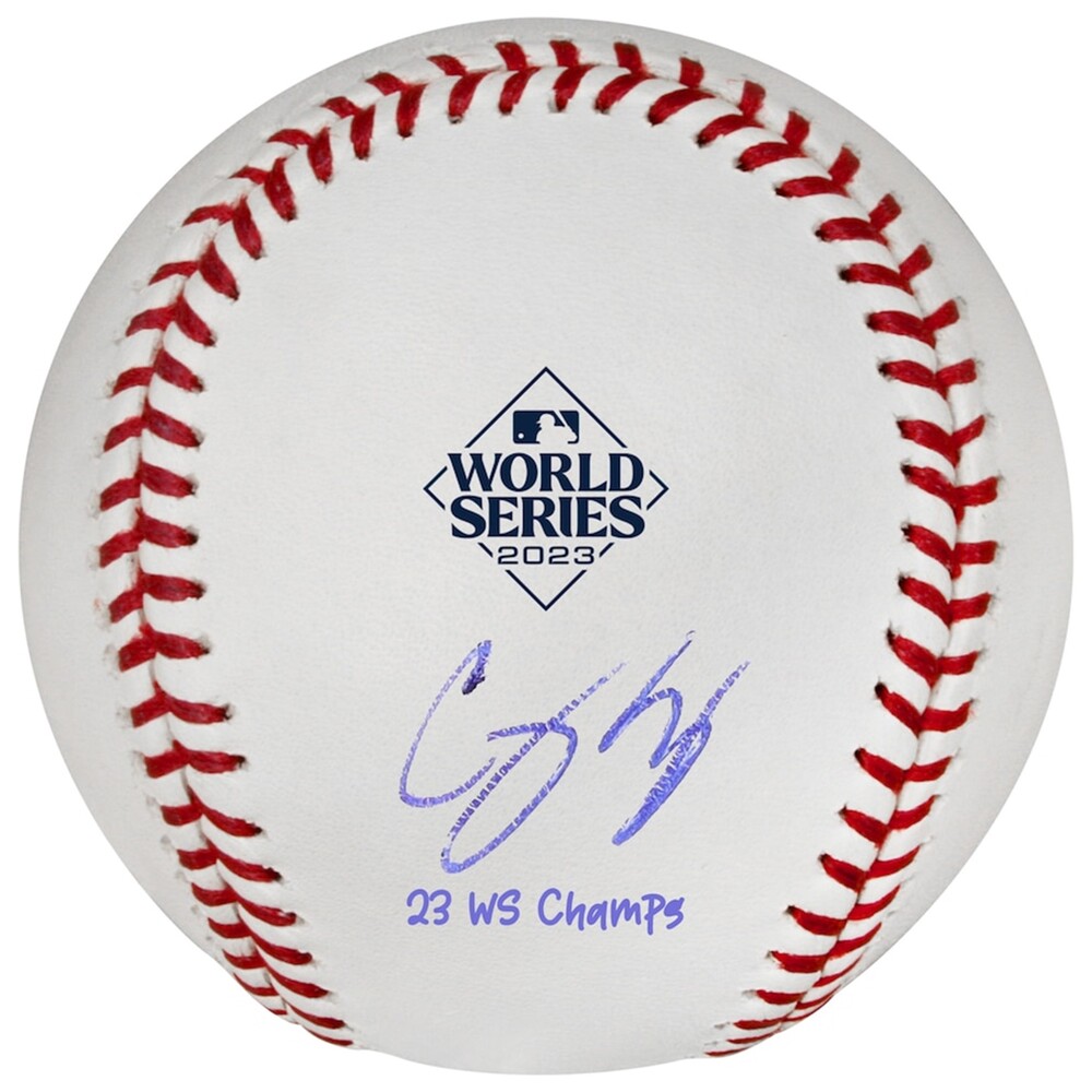 Corey Seager Autographed "23 WS Champs" 2023 World Series Logo Baseball ...