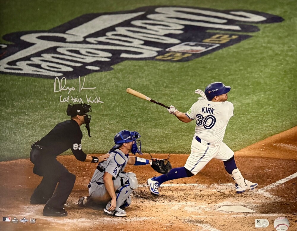 Alejandro Kirk Autographed "Captain Kirk" Swinging World Series 16x20 ...