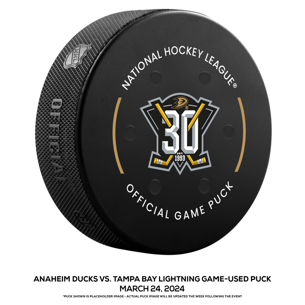 Anaheim Ducks Game-Used Puck vs. Tampa Bay Lightning on March 24, 2024 ...