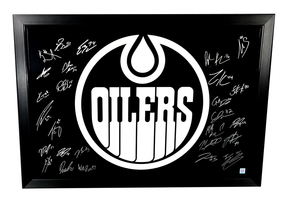 2020-21 Edmonton Oilers Team-Signed & Framed Oilers 20" x 30" Aluminum ...