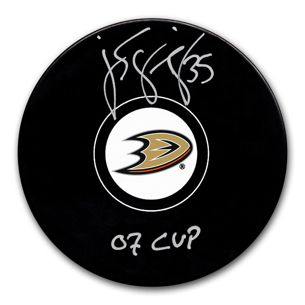 Jean-Sebastien Giguere Anaheim Ducks 2007 Cup Autographed Puck - NHL ...
