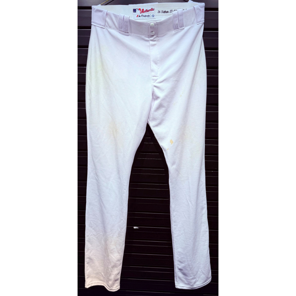 Joe Nathan #36 Game-Used 1986 Throwback White Pants - 2012 Season (MLB ...