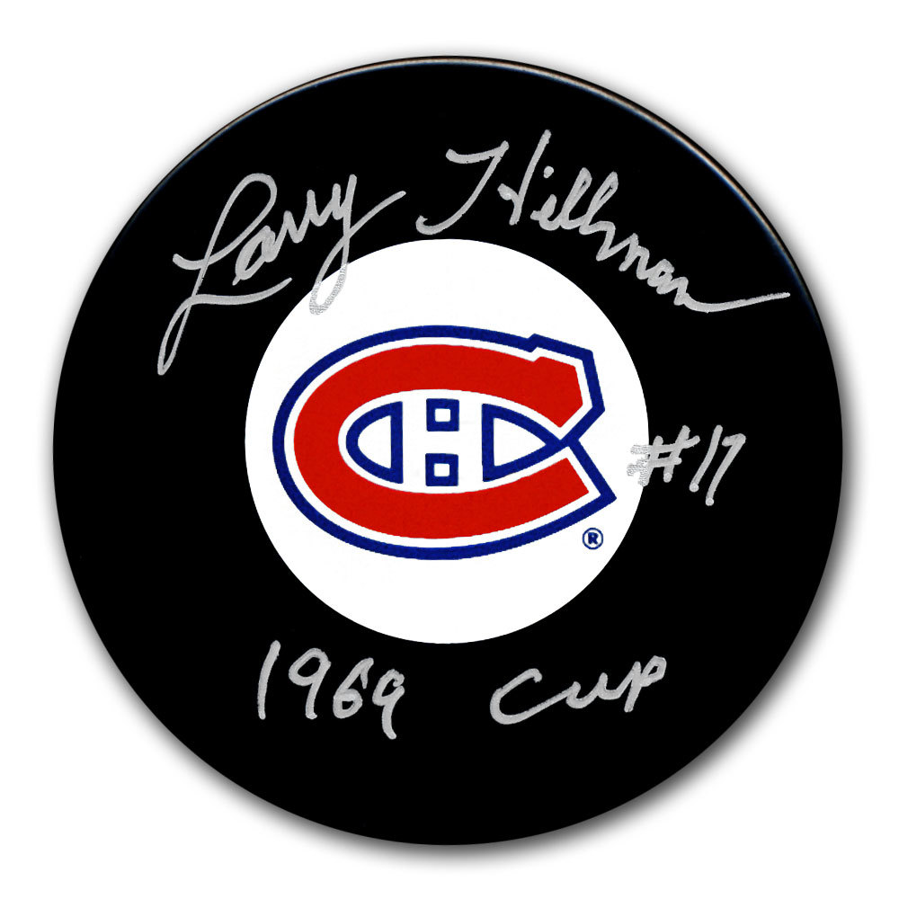 Larry Hillman Montreal Canadiens 1969 Cup Autographed Puck - NHL Auctions