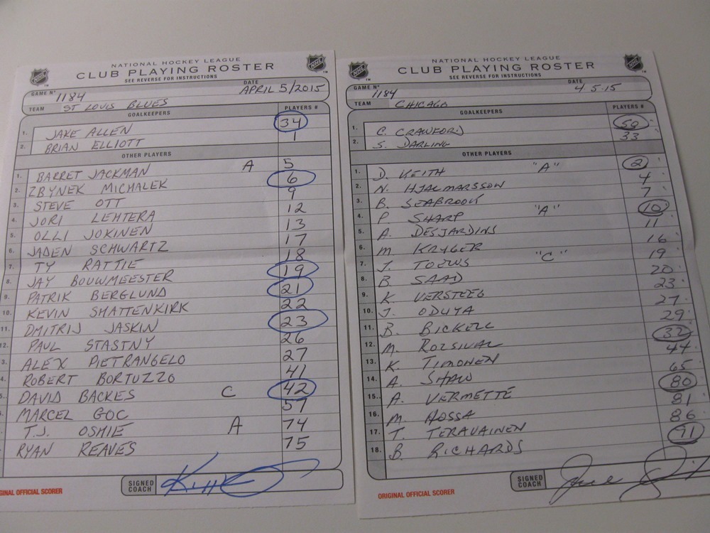 St. Louis Blues Line-up Cards Collection from the 2014-2015 Season ...