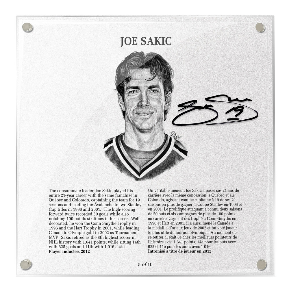 Joe Sakic Autographed Legends Line Honoured Member Plaque - Limited ...