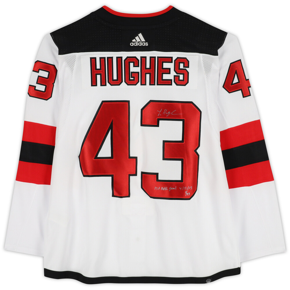Luke Hughes New Jersey Devils Autographed White Adidas Authentic Jersey ...