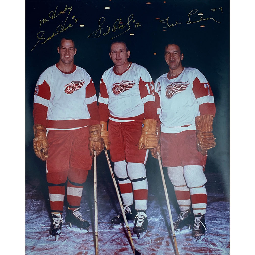 Gordie Howe, Sid Abel & Ted Lindsay Autographed Production Line 16X20 ...