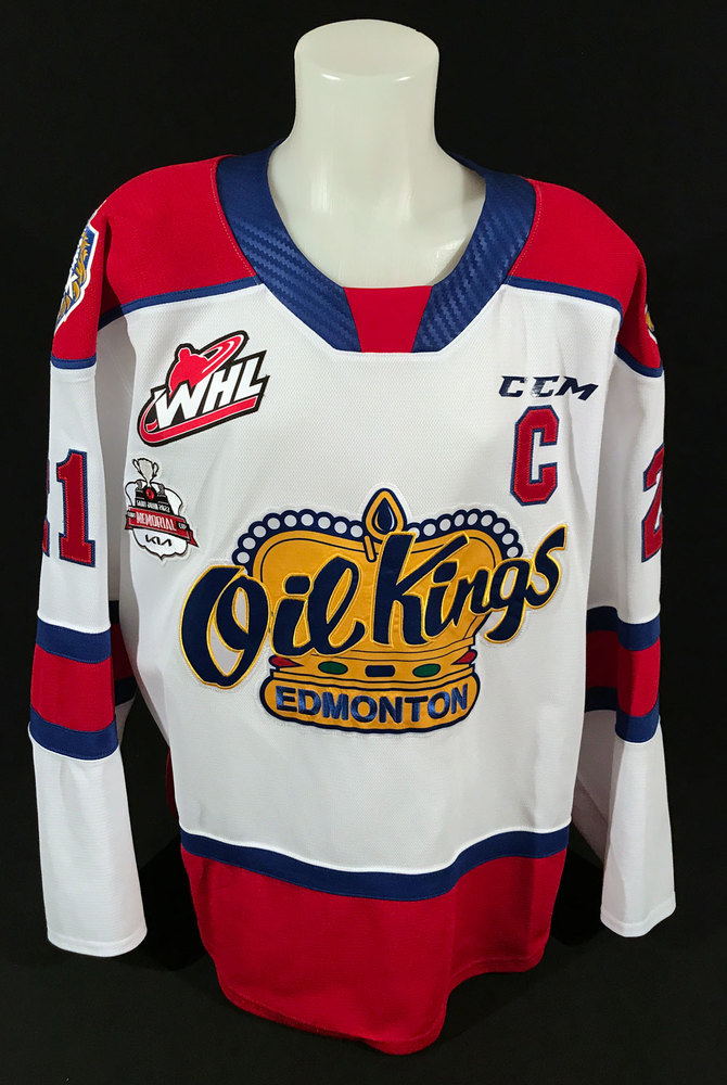 Jake Neighbours #21 - 2021-22 Edmonton Oilers Game-Worn White Captain's ...