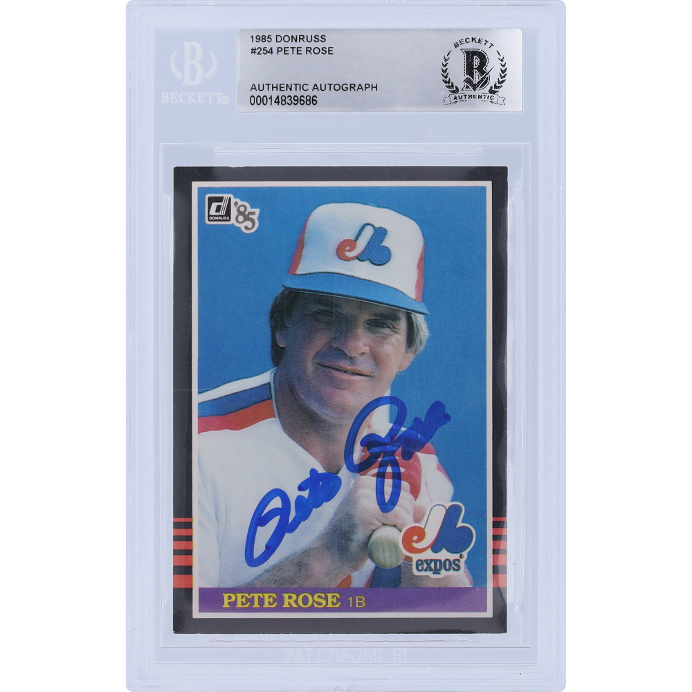 Pete Rose Montreal Expos Autographed 1985 Donruss Series 1 #254 BAS ...
