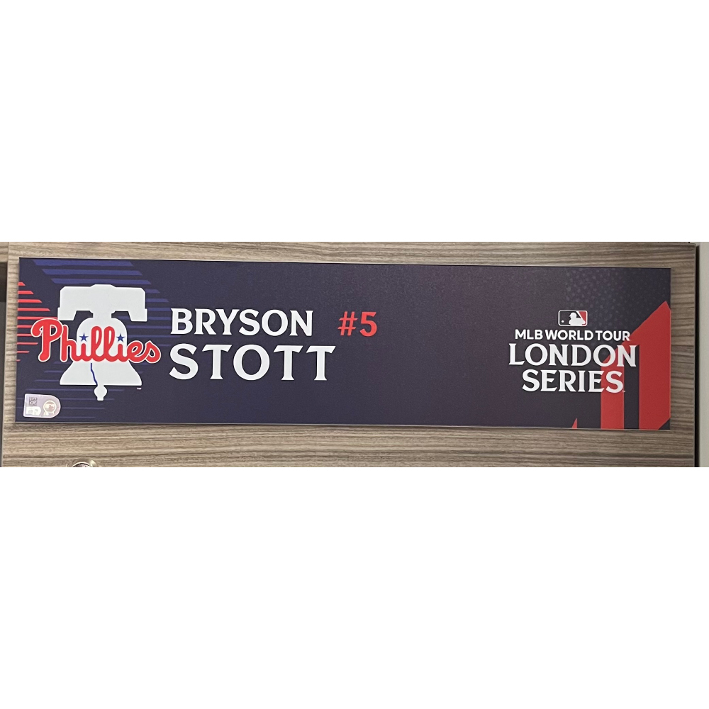2024 London Series - NYM vs. PHI - Game-Used Locker Tag - Bryson Stott | MLB Auctions