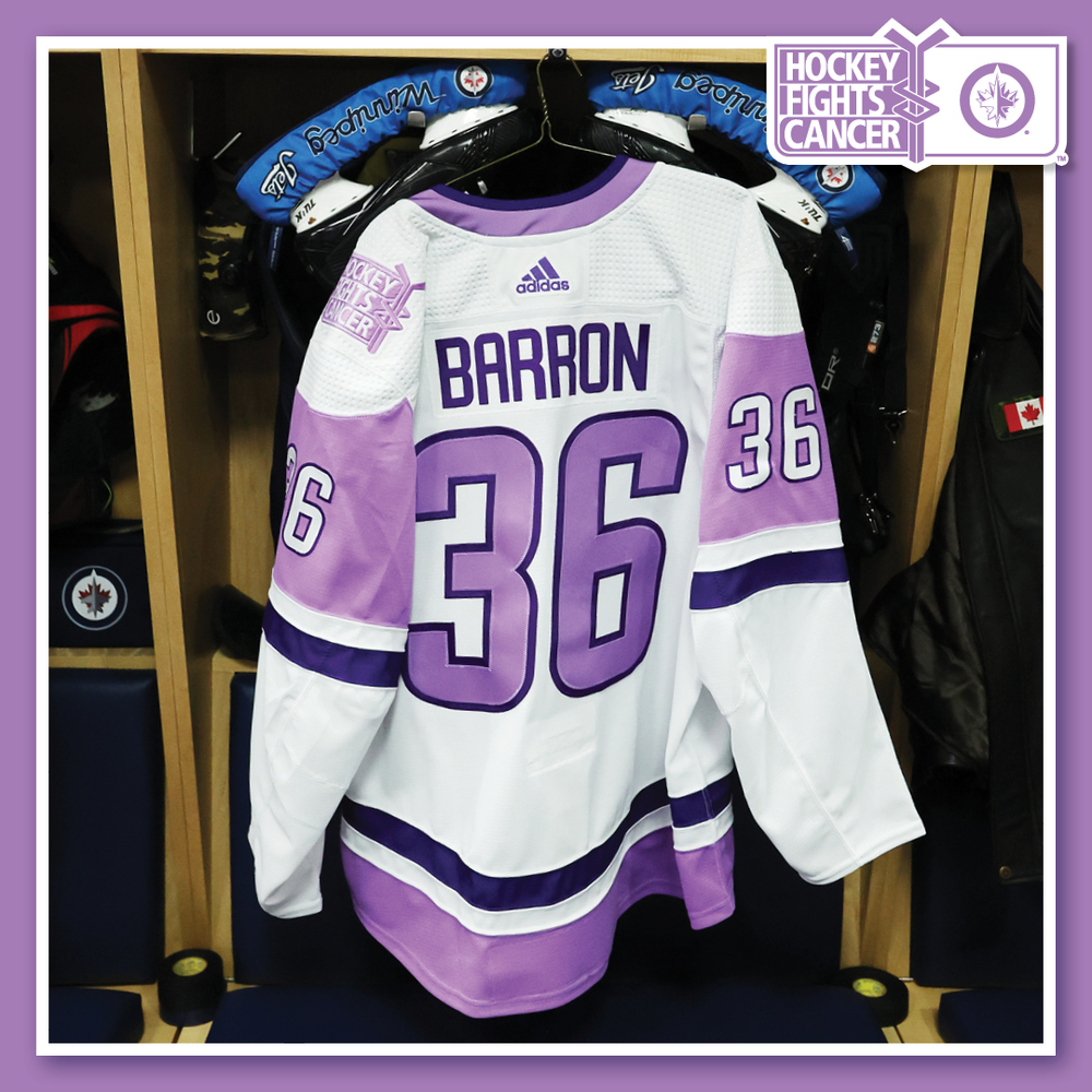 MORGAN BARRON Warm Up Worn Hockey Fights Cancer Jersey - NHL Auctions