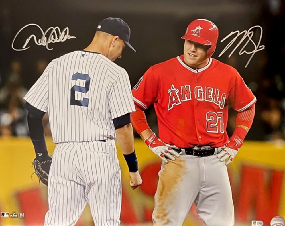 Mike Trout & Derek Jeter Dual Autographed 16x20 | MLB Auctions