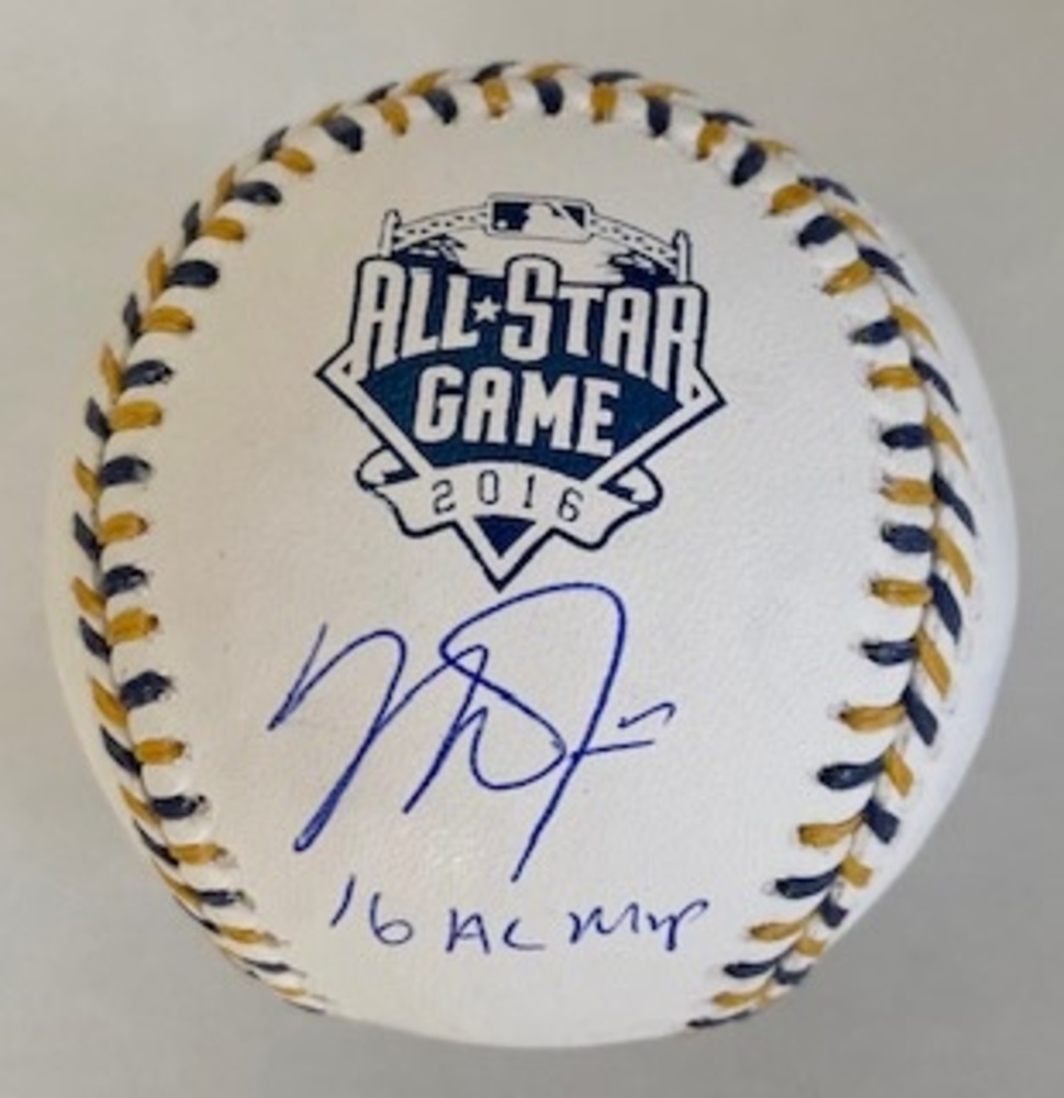Mike Trout Autographed "16 AL MVP" 2016 ASG Logo Baseball | MLB Auctions