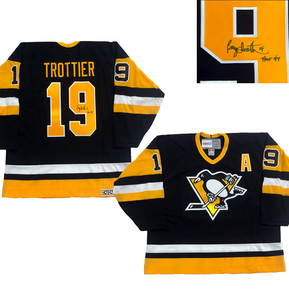 BRYAN TROTTIER Pittsburgh Penguins Black CCM Jersey W/ HOF - NHL Auctions