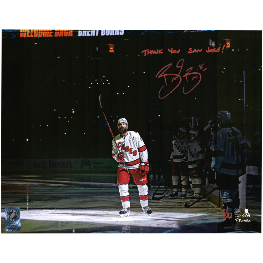 Brent Burns Carolina Hurricanes Autographed 11" x 14" Return to San Jose Photograph with "Thank ...