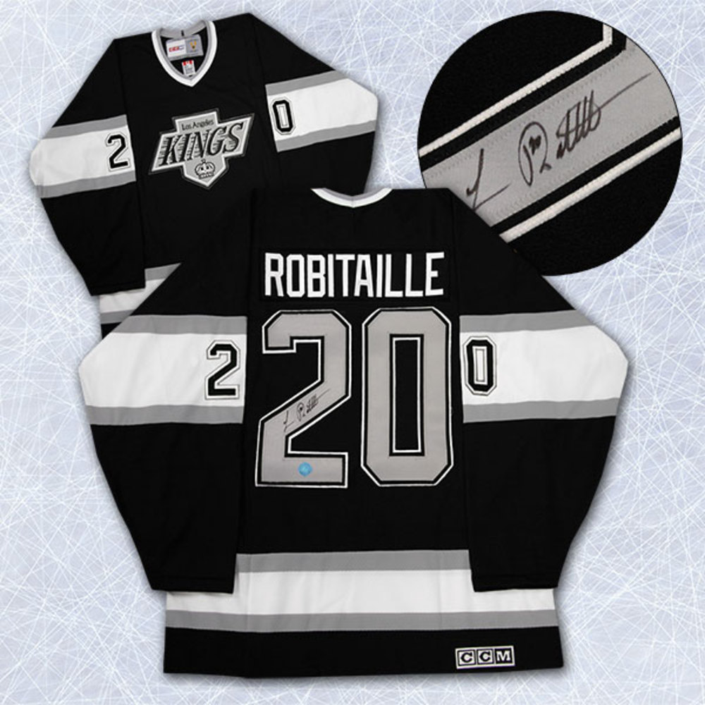 Luc Robitaille Los Angeles Kings Autographed Silver & Black Retro CCM Jersey - NHL Auctions