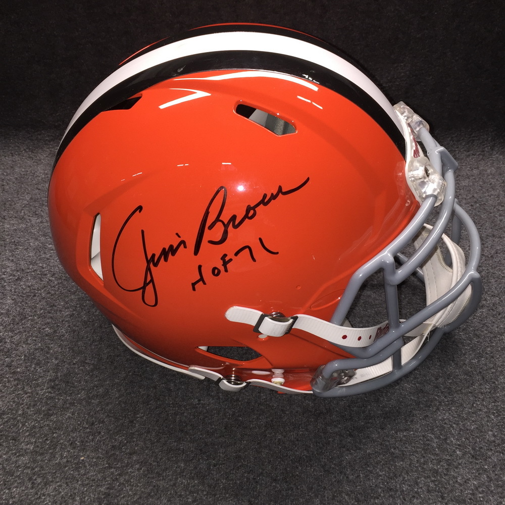 NFL Auction | HOF - BROWNS JIM BROWN SIGNED BROWNS REVOLUTION HELMET ...