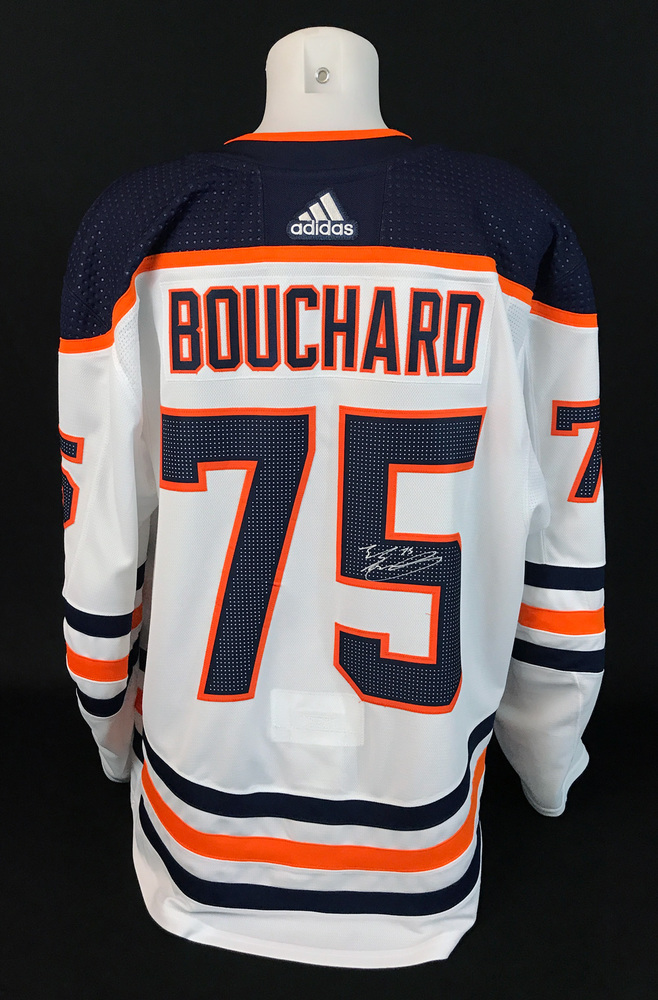 Evan Bouchard #75 - Autographed 2020-21 Edmonton Oilers vs Calgary ...