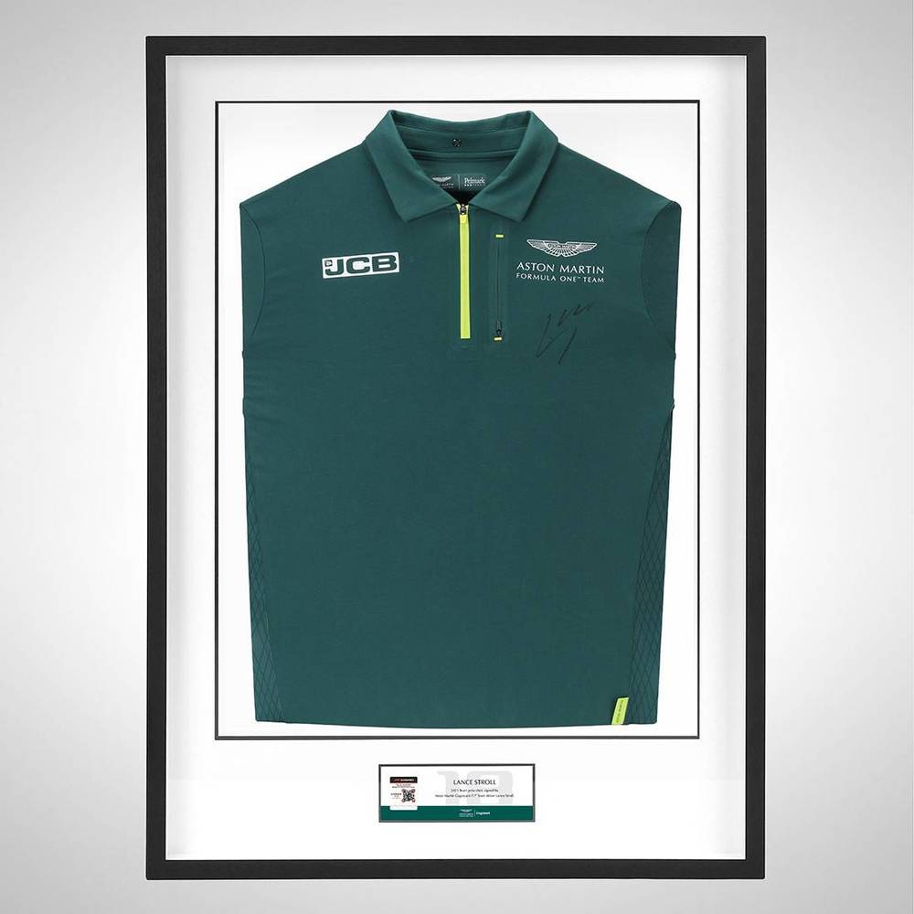LANCE STROLL 2021 FRAMED SIGNED POLO SHIRT | F1 Authentics