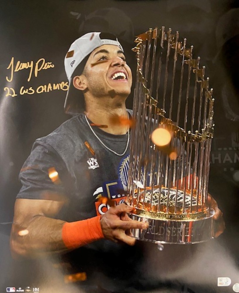 Jeremy Pena Autographed "22 WS Champs" 16x20 - WS Trophy | MLB Auctions