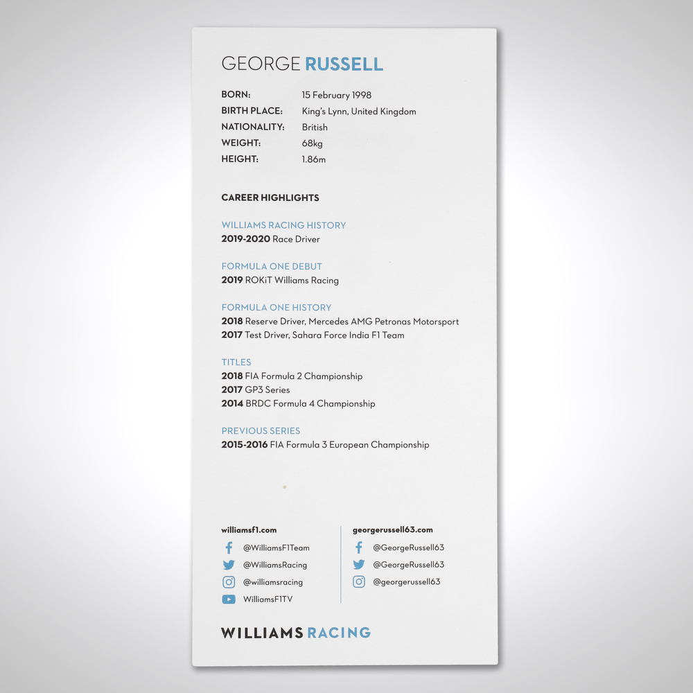 George Russell 2021 Signed Driver Card | F1 Authentics