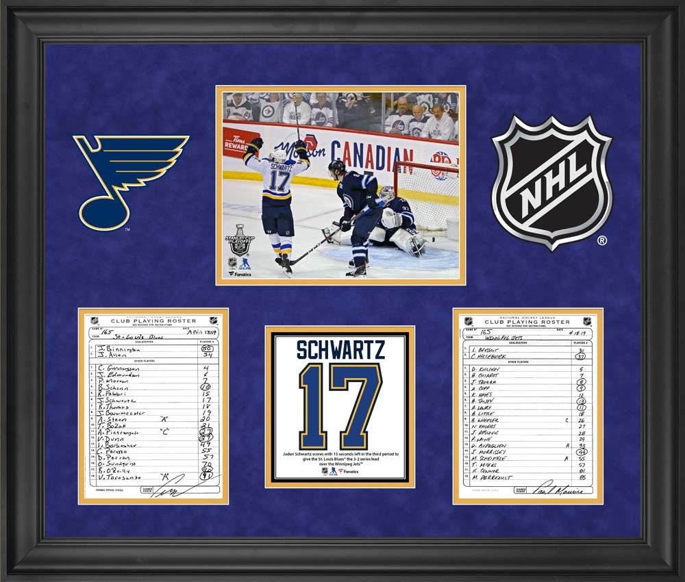 St. Louis Blues Framed Original Line-Up Cards from May 18, 2019 vs ...