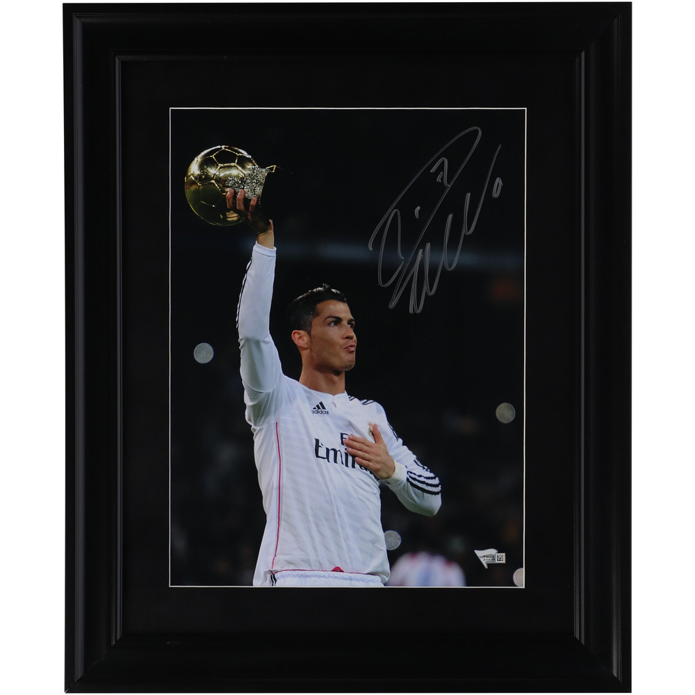 Cristiano Ronaldo Real Madrid Autographed 16" x 20" Framed Trophy Icons ...